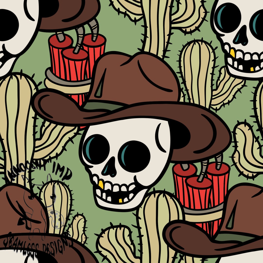 Cowboy Fallout Seamless Repeat Pattern for Fabric Sublimation, Digital ...