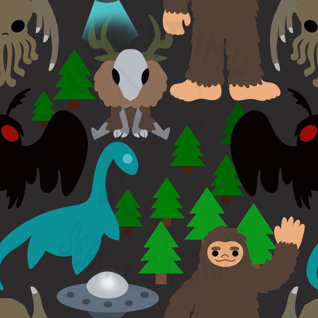 LIMITED Cryptid Mothman Nessie Sasquatch Jackalope Spooky Emo Seamless ...