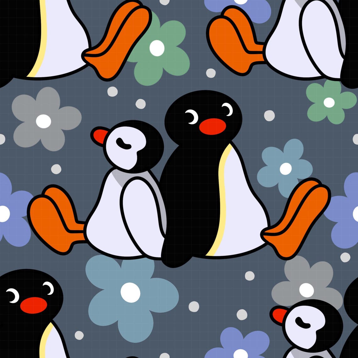 Pingu Seamless Penguin Repeat Pattern for Fabric, Seamless Pattern ...