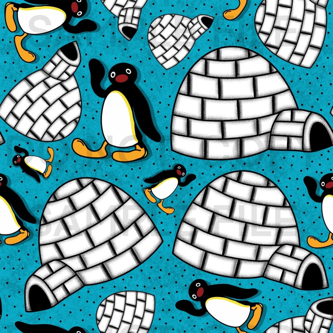 Pingu Seamless Repeat Pattern for Fabric Sublimation, Digital Prints ...