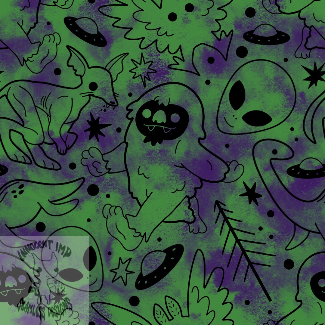 Cryptids Seamless Design for Fabric, Nessie, Mothman - Etsy