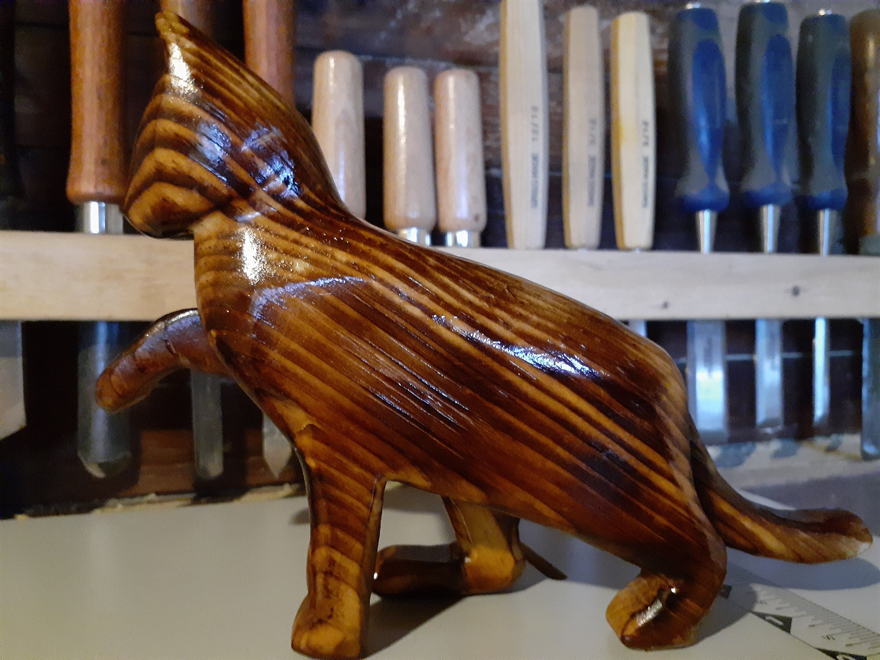 Wooden Cat, Wood Carving, Cat, Cat Sculpture, Cat Carving, Burnt Wood ...