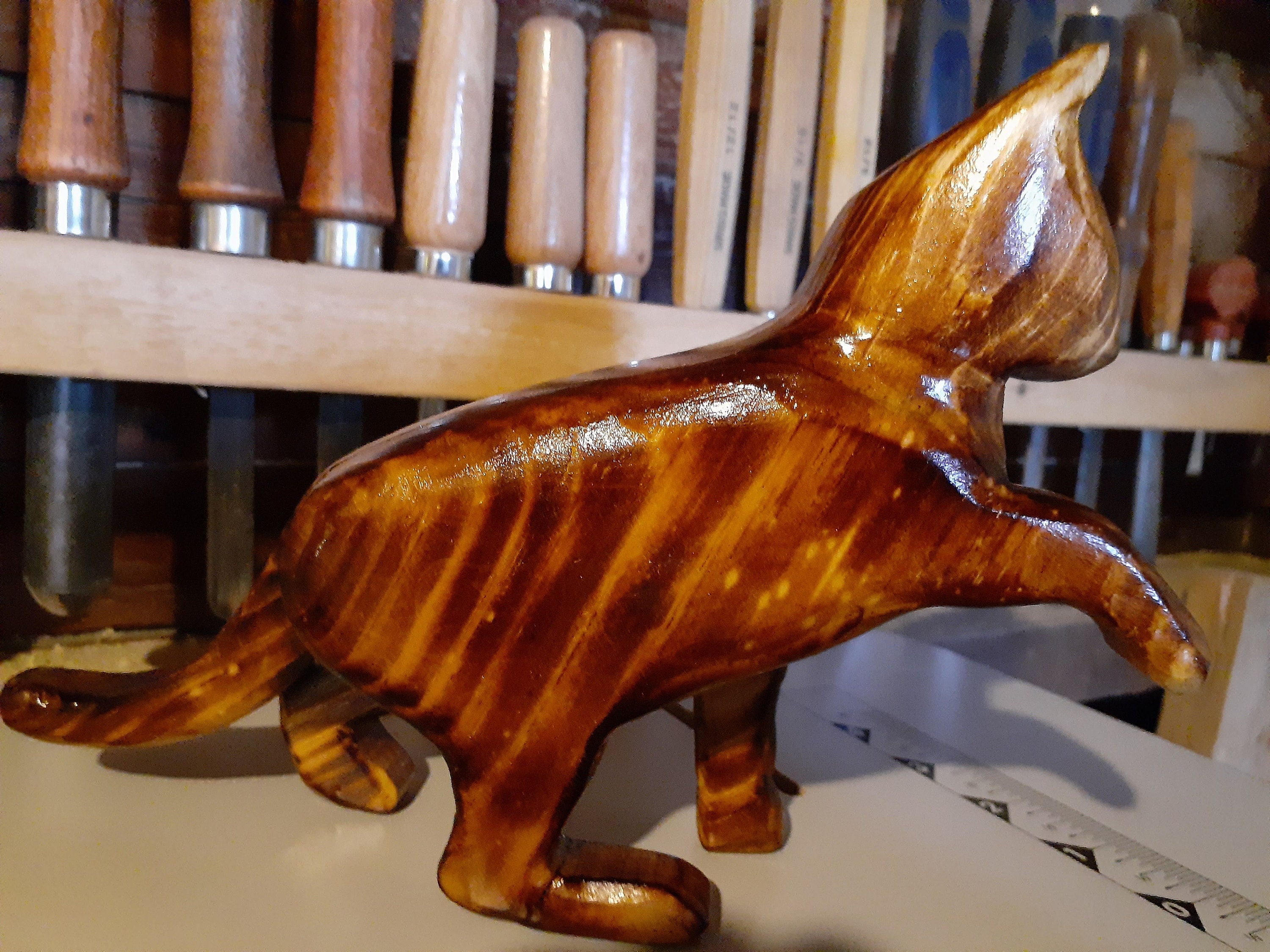 Wooden Cat, Wood Carving, Cat, Cat Sculpture, Cat Carving, Burnt Wood ...