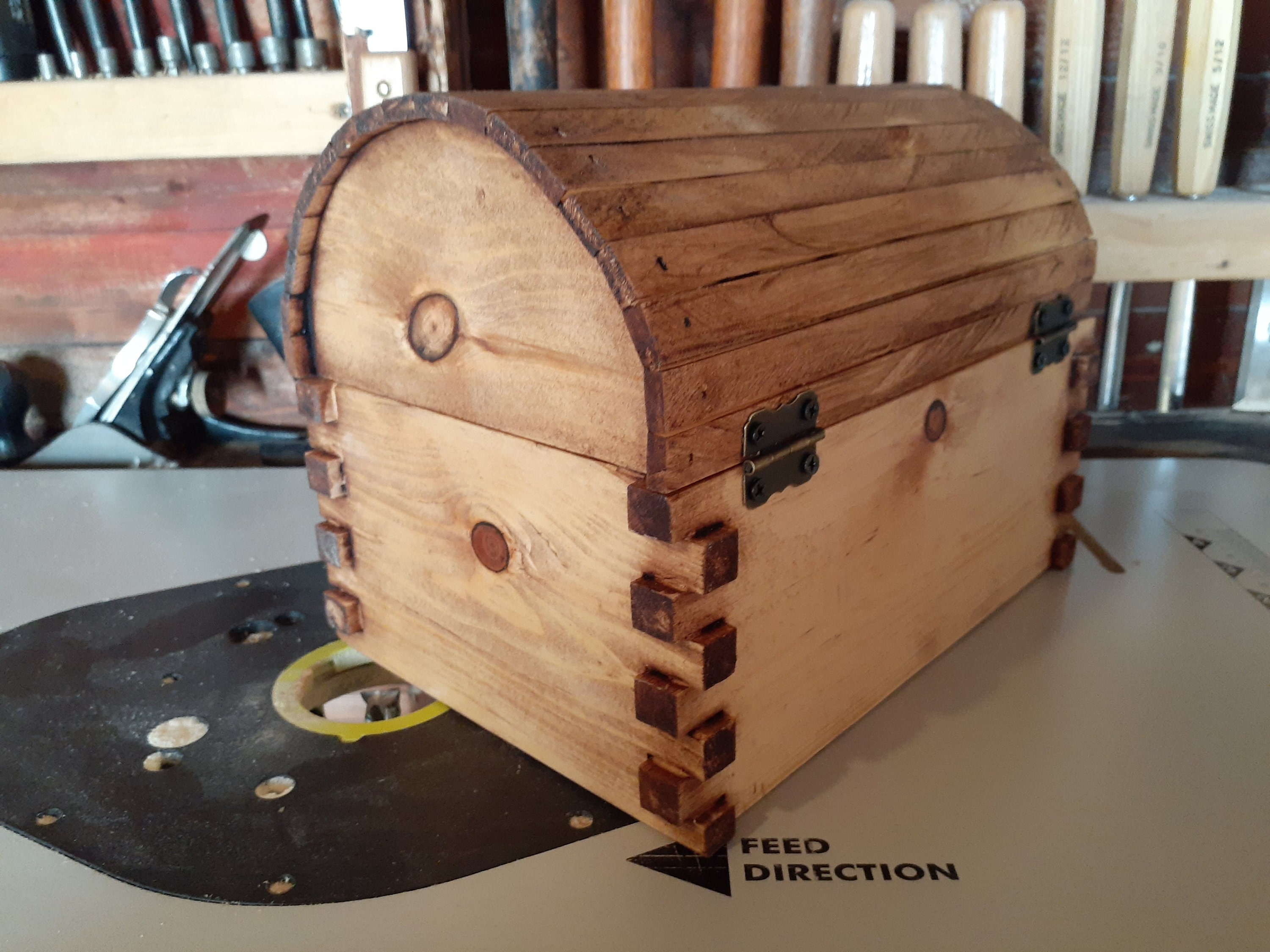 Hand-made Wooden Box With an Arched Lid Small Chest With Vintage Look ...