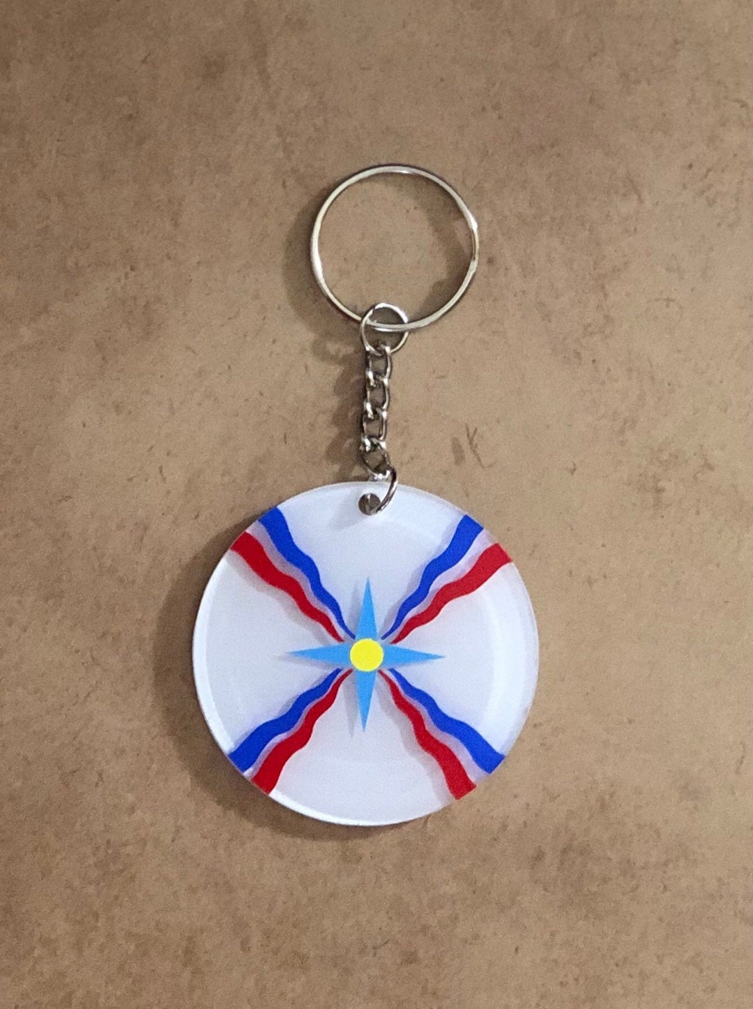 Assyrian Flag Keychain, Assyrian Flag, Assyrian Pride, Keyring, Gift ...