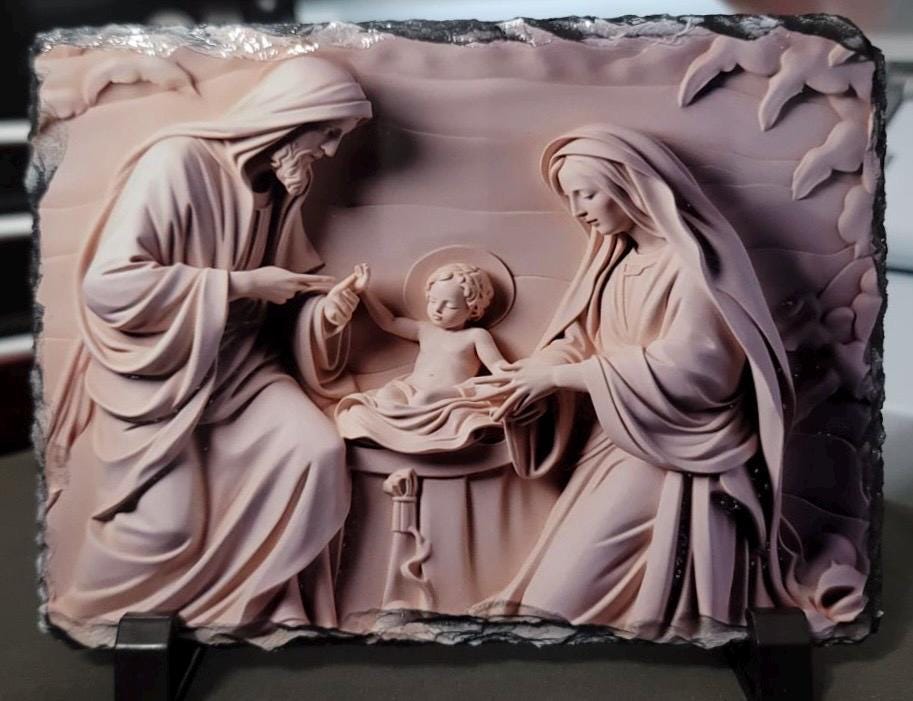 3D Nativity Scene Slate Tile, Rustic Elegant Home Decor - Etsy