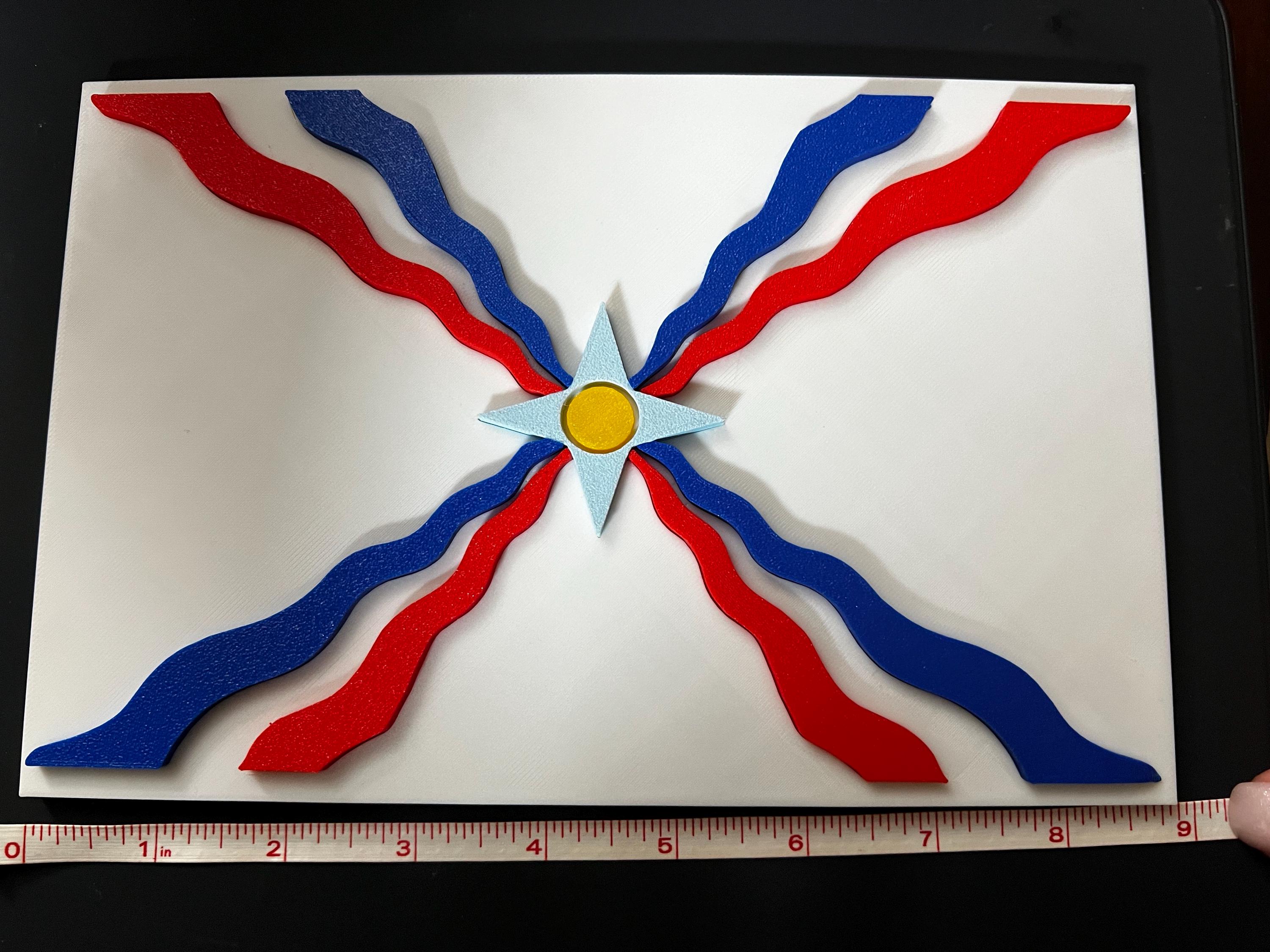 3D Printed Assyrian Flag, Desk Decor, Assyrian Pride, Wall Decor ...