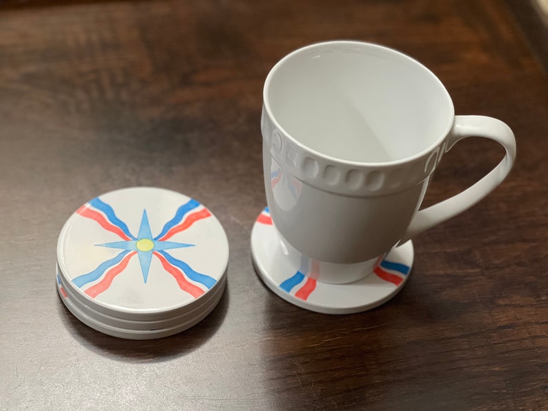 Assyrian Flag Ceramic Coasters, Set of 4 Coasters, Coffee Table ...