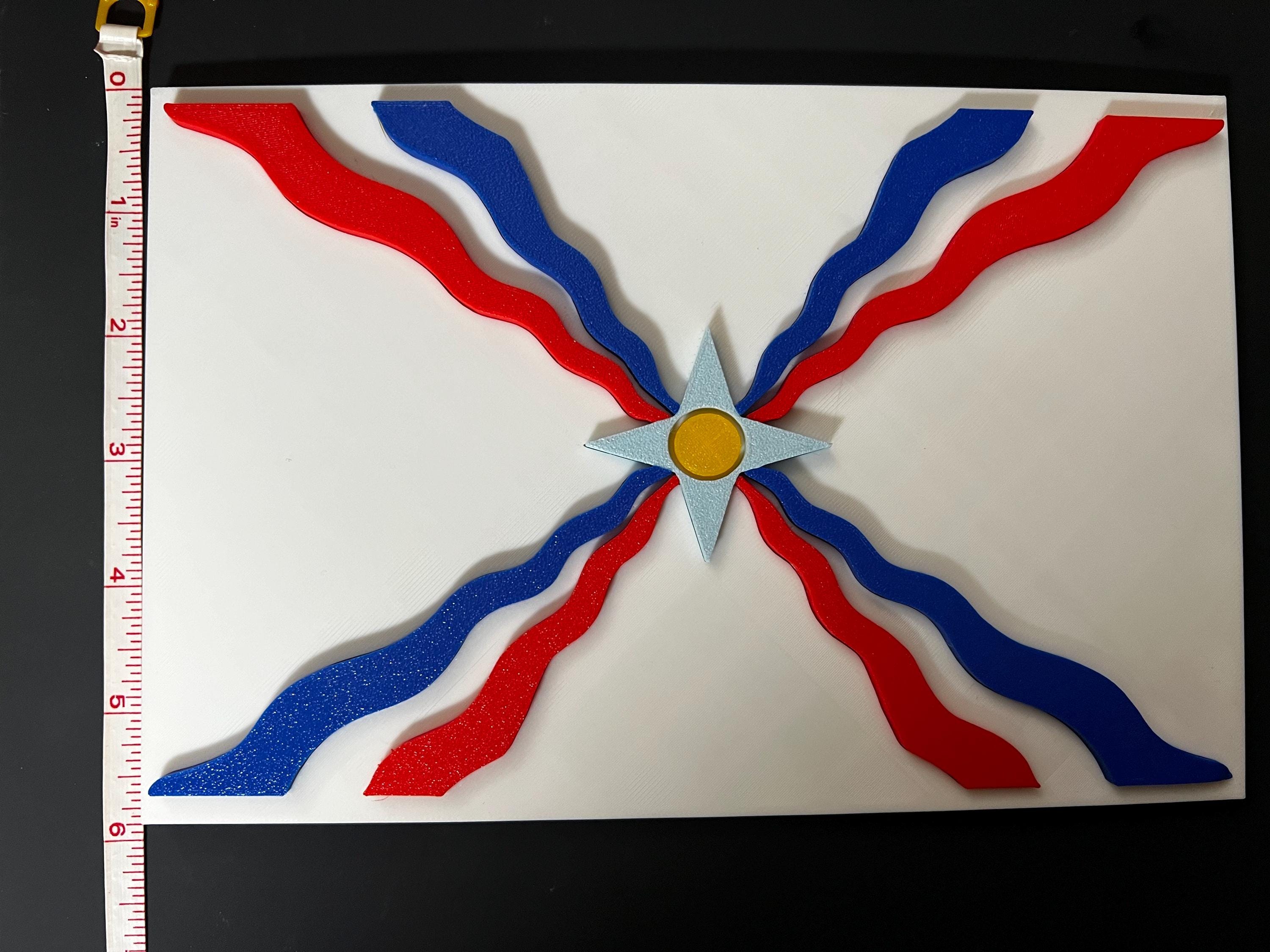 3D Printed Assyrian Flag, Desk Decor, Assyrian Pride, Wall Decor, Assyrian Flags With Easel ...