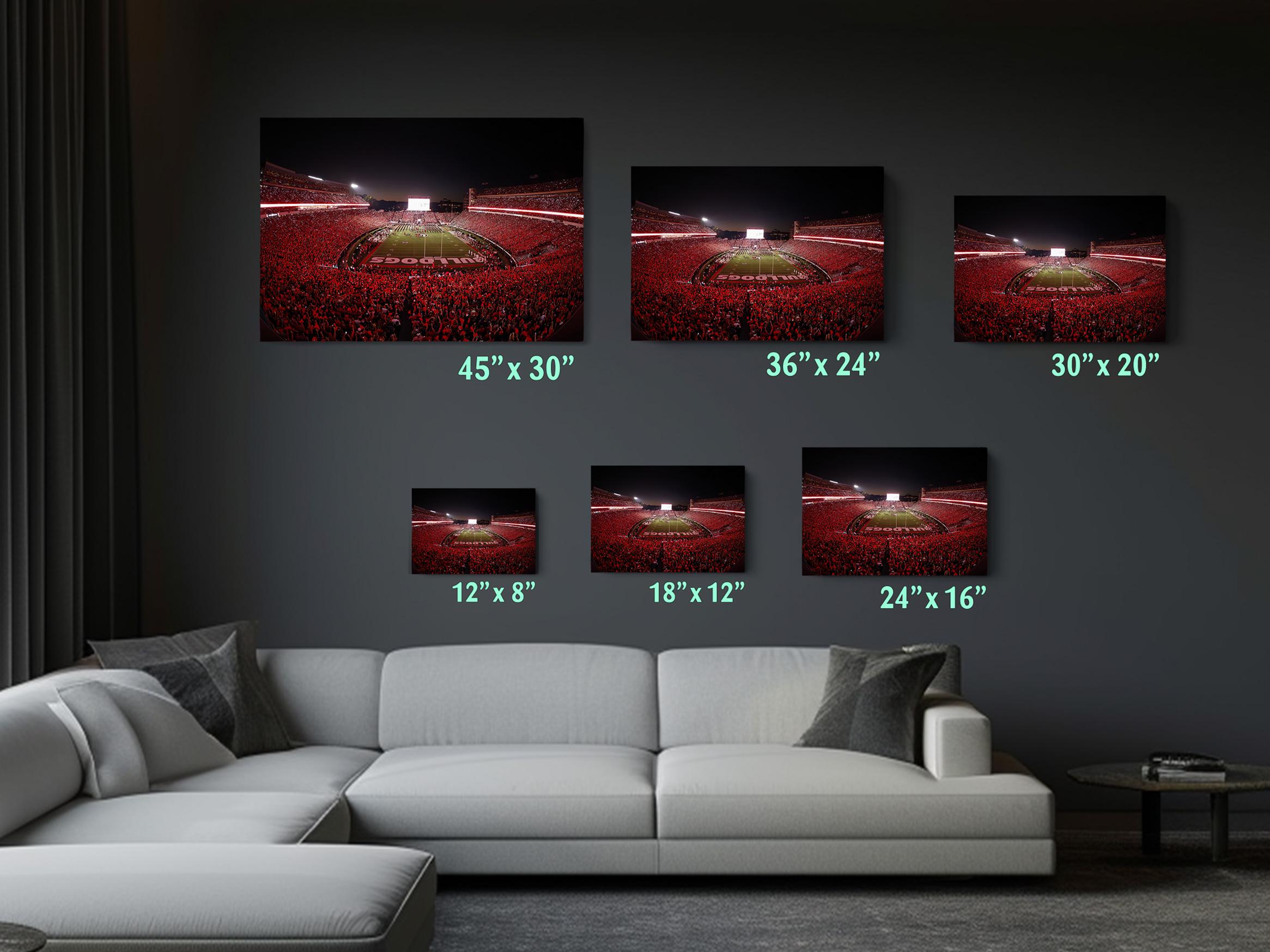 Georgia College Football Stadium Canvas Wall Art, Night Game Crowd ...