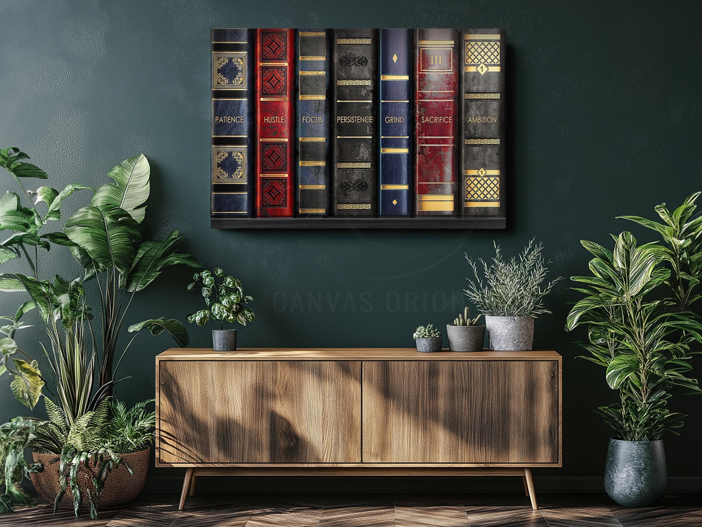 Motivational Book Spine Ready to Hang Canvas, Book Spine Wall Art, Book ...