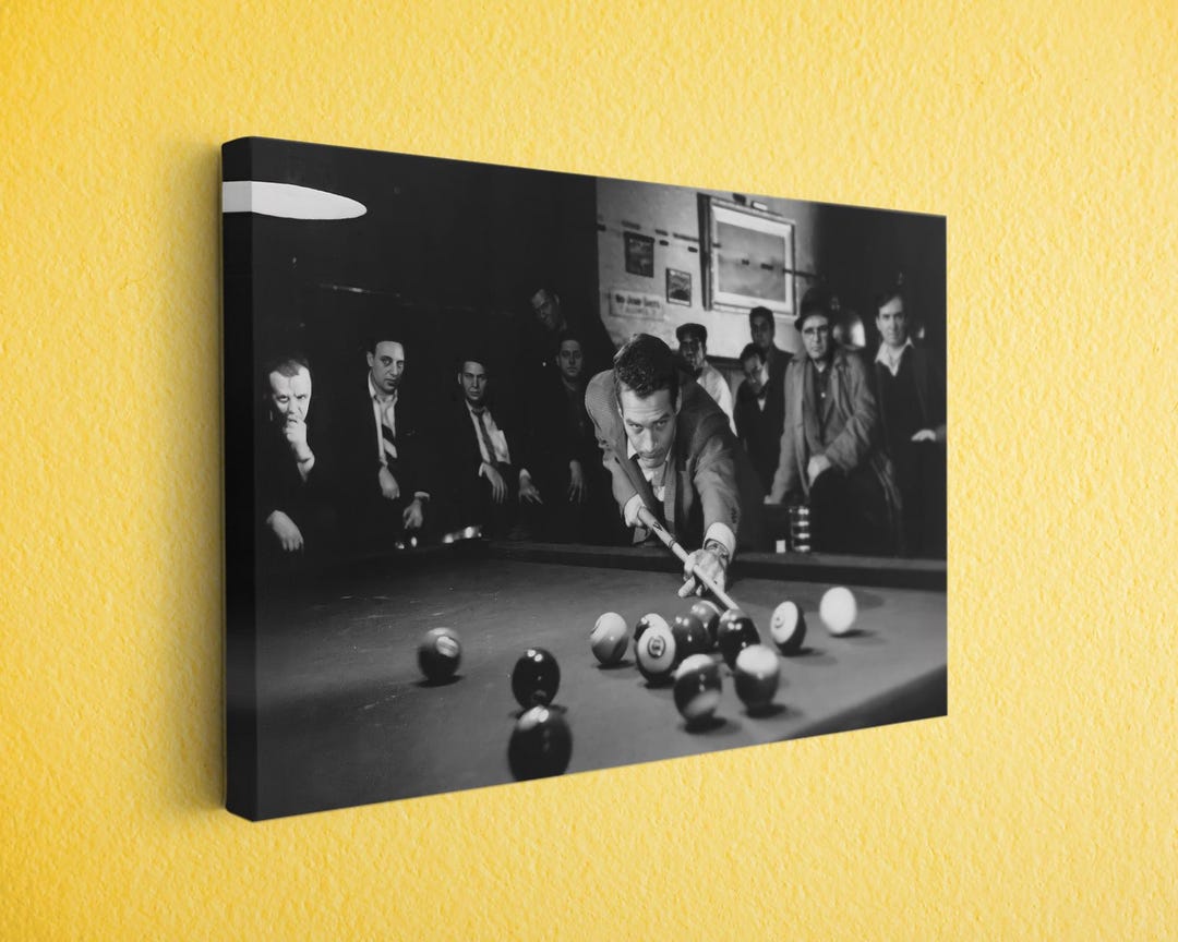 Vintage Pool Hall Canvas Wall Art, Classic Black and White Billiards ...