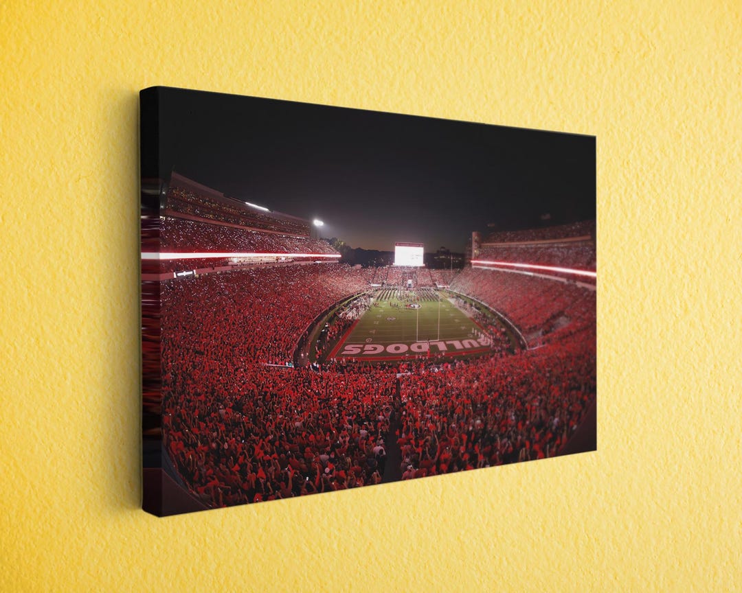 Georgia College Football Stadium Canvas Wall Art, Night Game Crowd ...