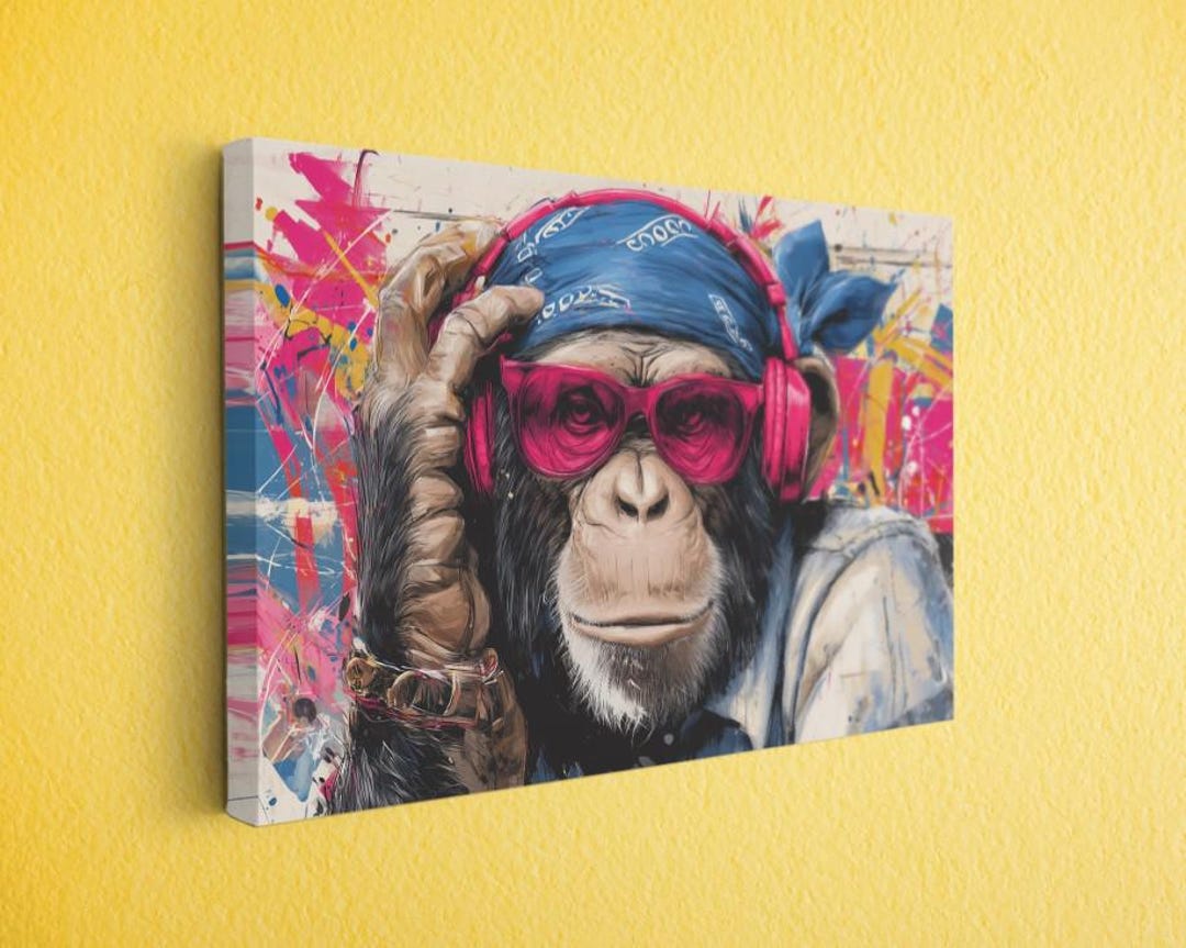 Monkey Wall Art: Funky Urban Street Style - Vibrant Canvas Print - Etsy