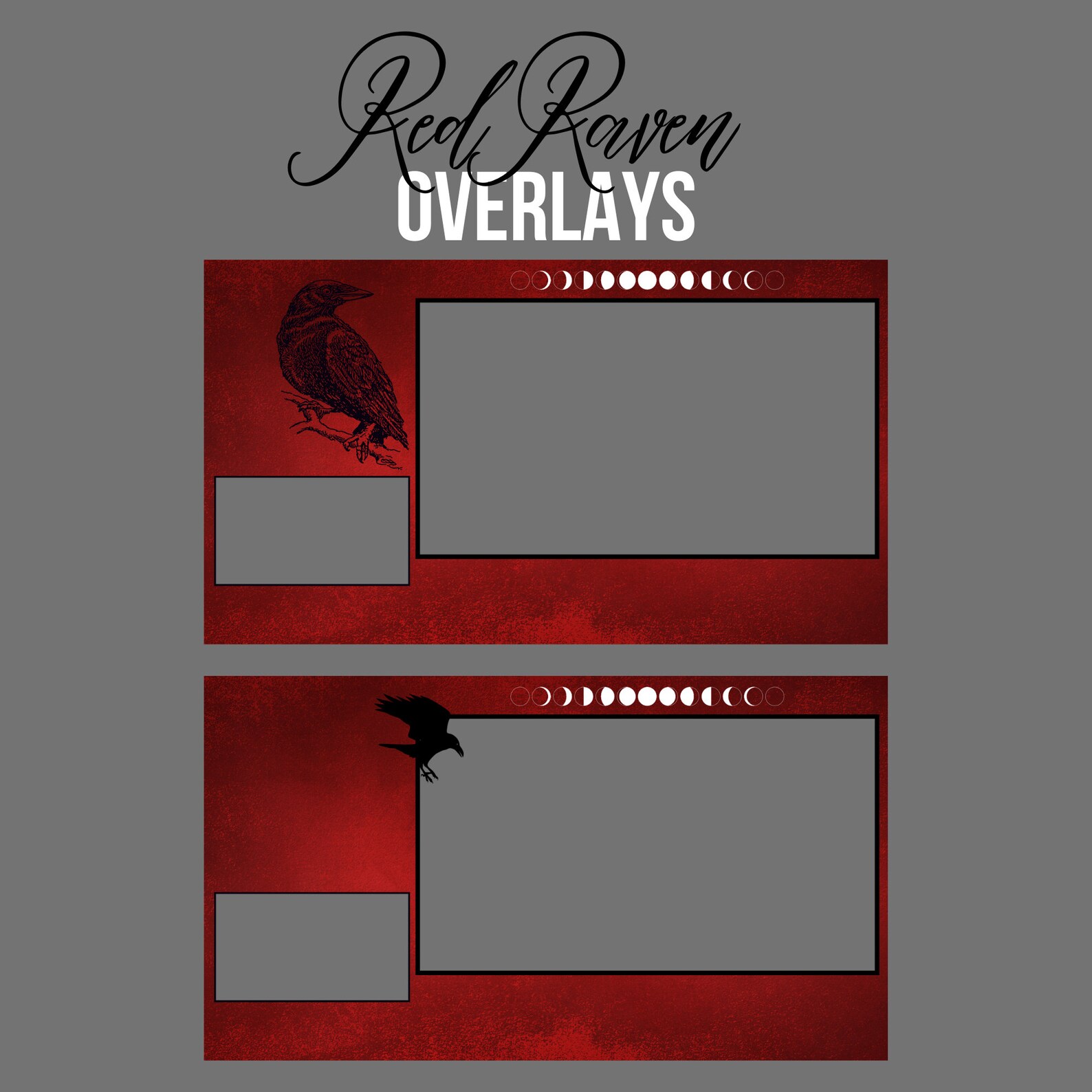Twitch Animated Red Raven Stream Package (includes, 4 Animated/static ...