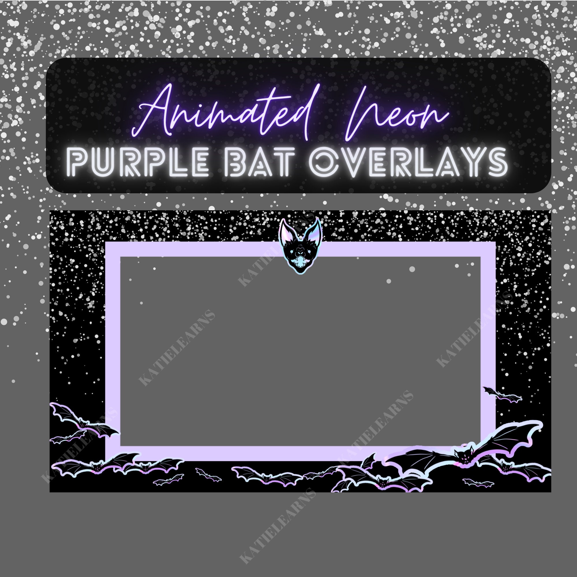 Twitch Neon Blue & Purple Bat Stream Package (includes, 4 Animated ...