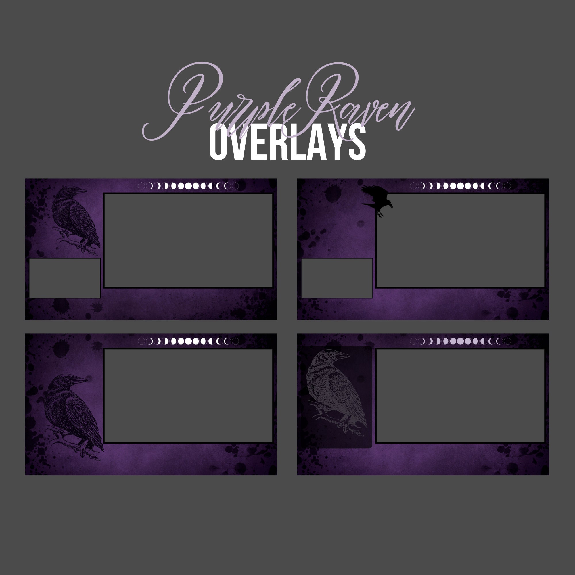 Twitch Animated Purple Raven Stream Package (includes, 4 Animated ...