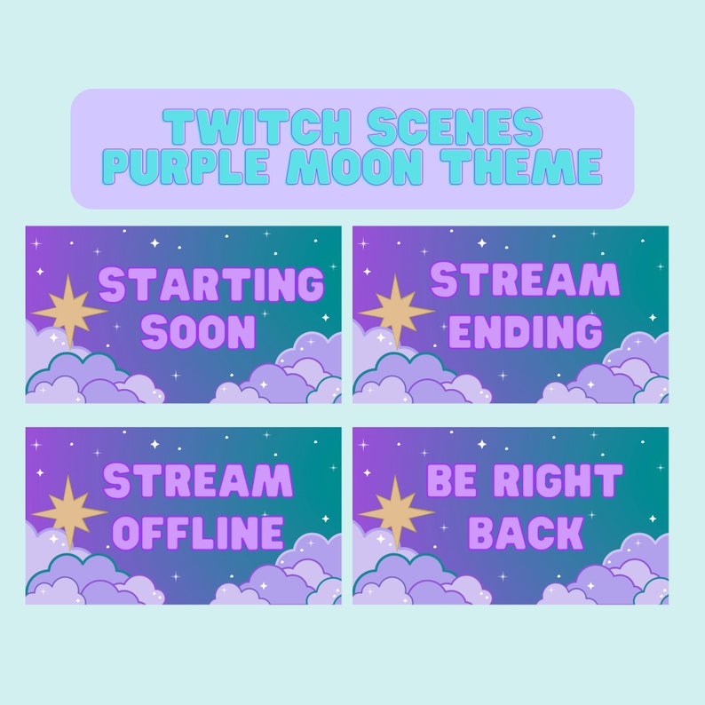 Animated Cute Purple Cloud Scenes for Twitch Stream - Etsy