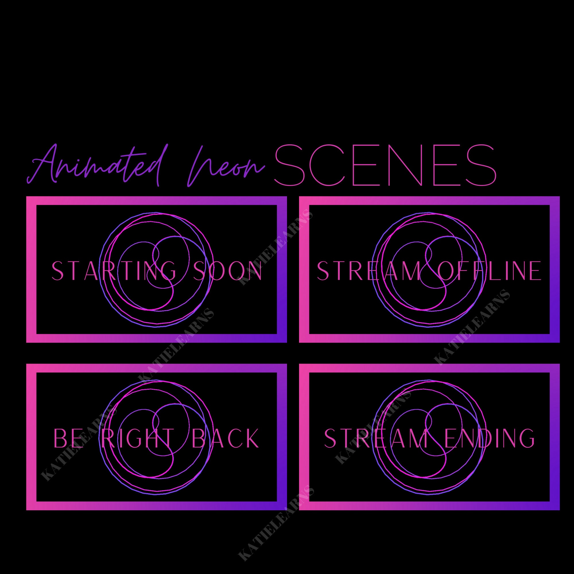 Neon Pink to Purple Gradient Package (includes, 4 Animated and Static ...