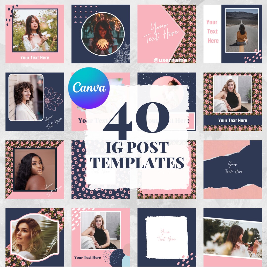 Instagram Post Template (canva) in Blushed Navy Theme - Etsy