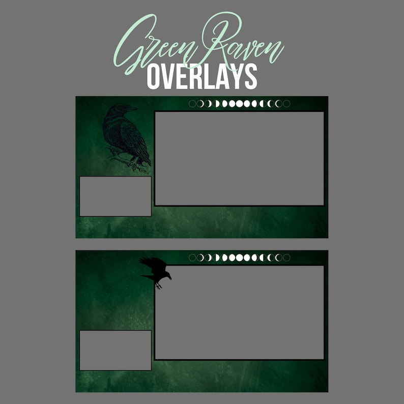 Twitch Animated Green Raven Stream Package (includes, 4 Animated/static ...