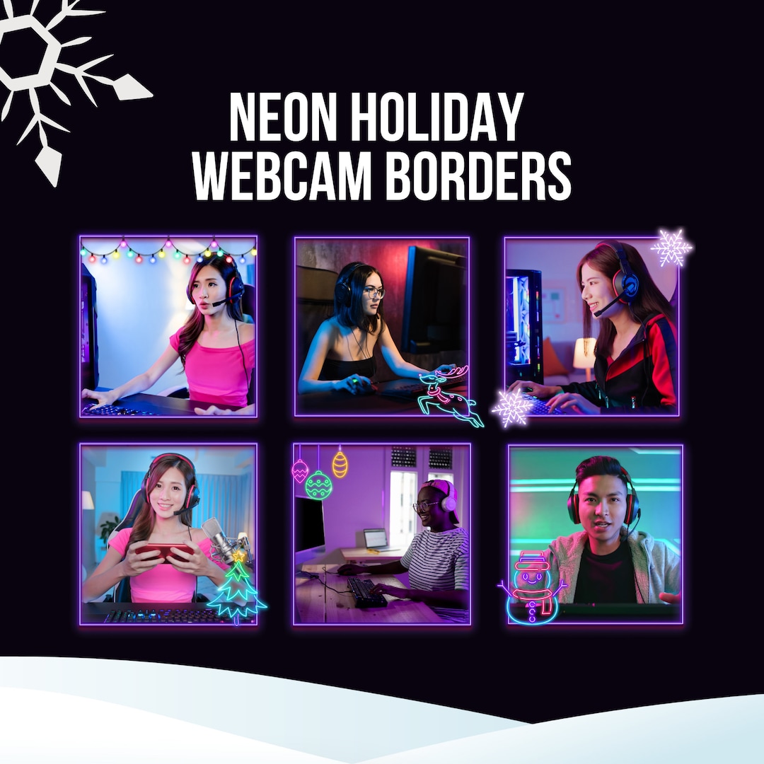 Cute Holiday Neon Webcam Border Package (set of 6 Different Designs) - Etsy