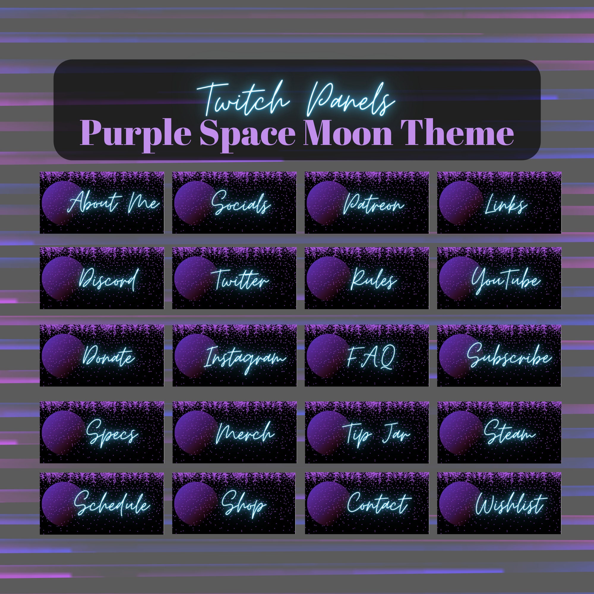 Twitch Purple Space Moon Twitch Panels | Etsy