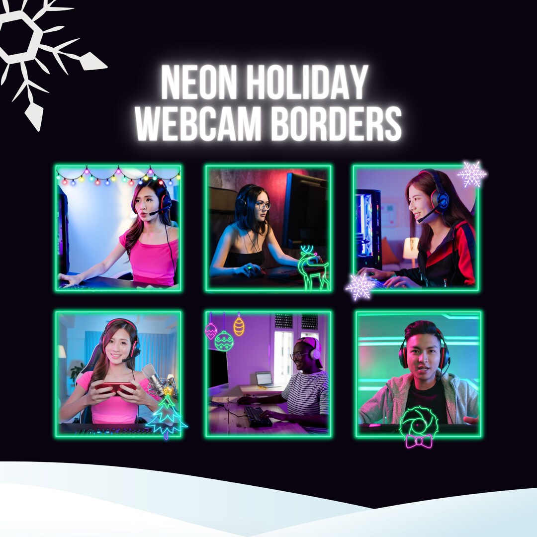 Cute Holiday Neon Webcam Border Package (set of 6 Different Designs ...