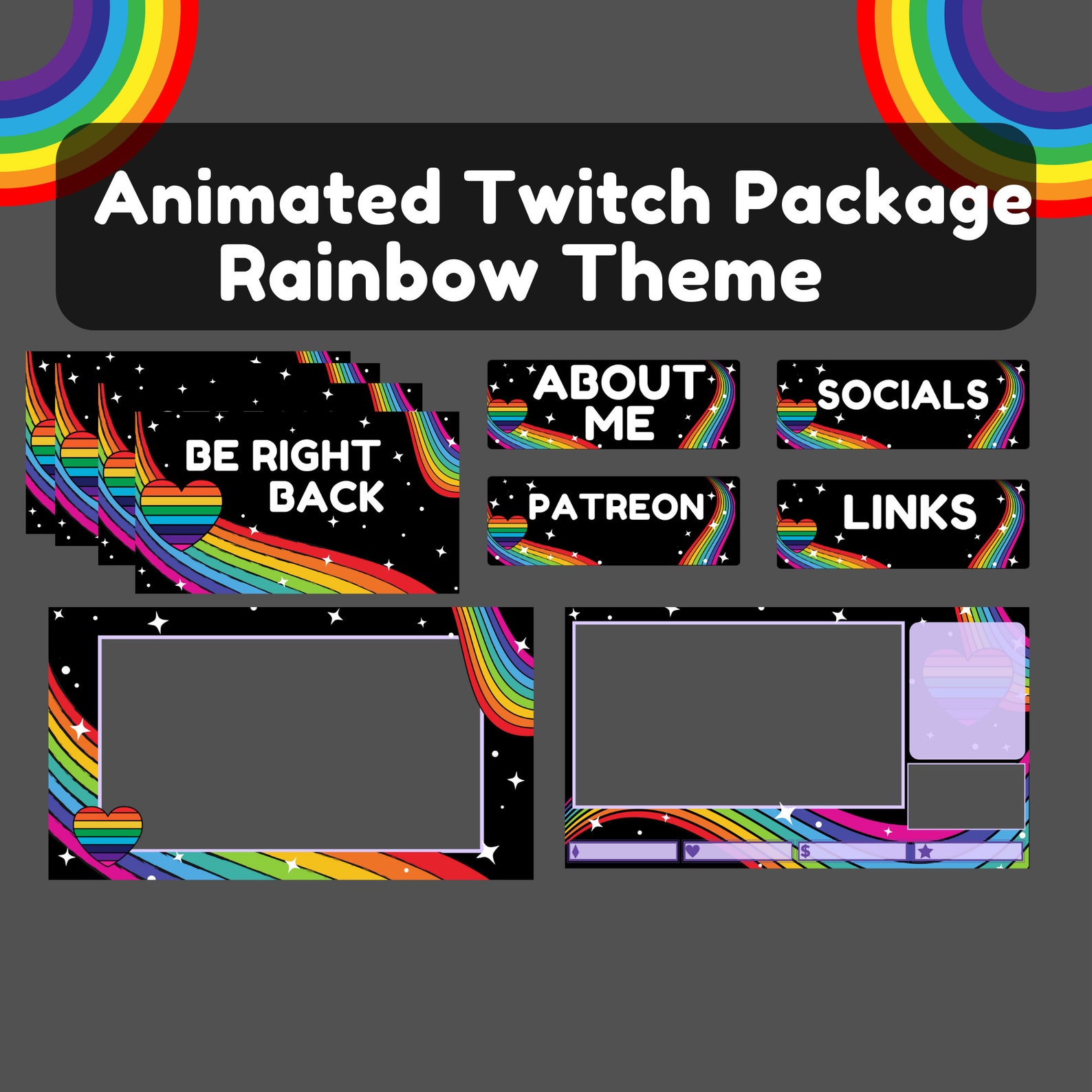 Animated Rainbow Twitch Stream Package - Etsy