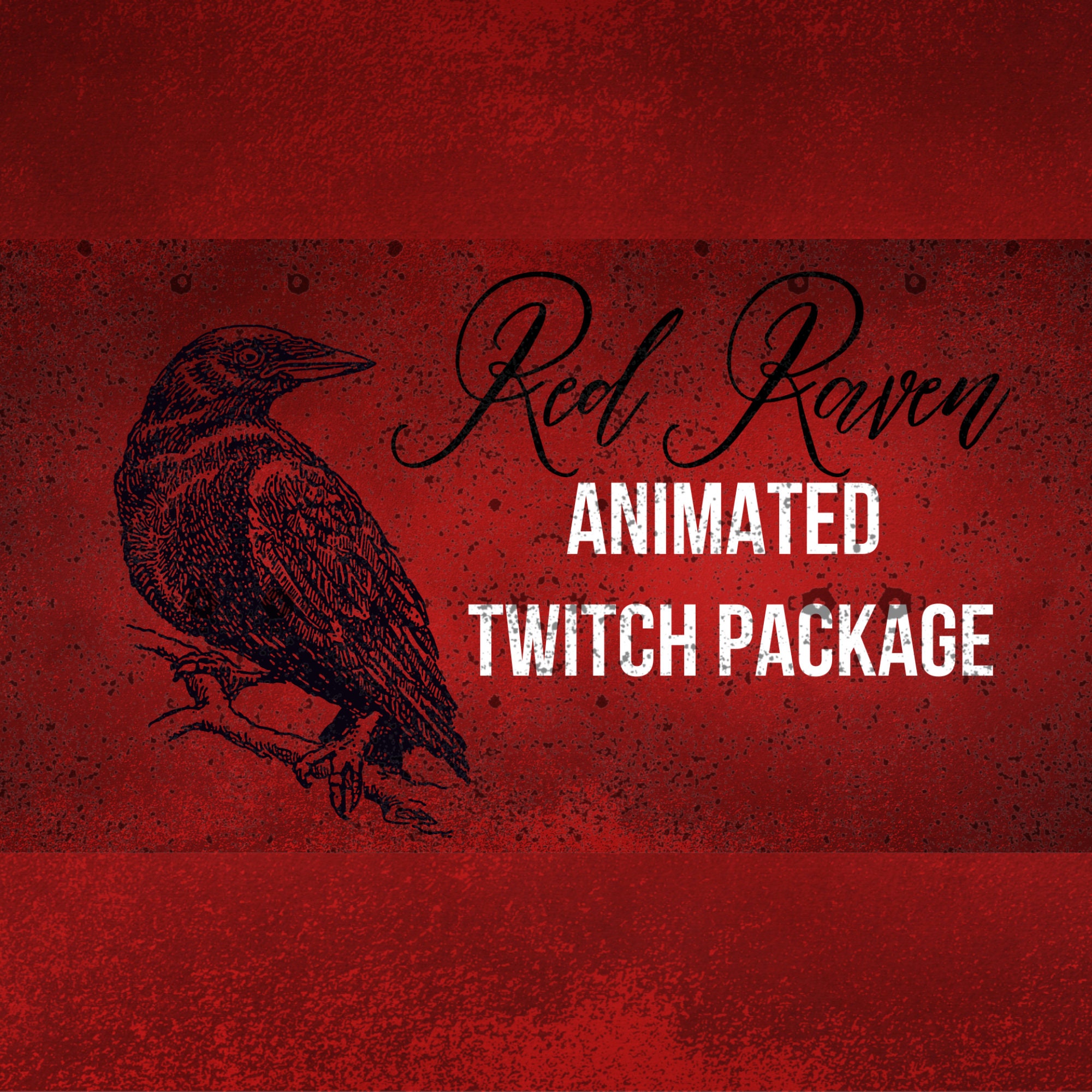 Twitch Animated Red Raven Stream Package includes, 4 Animated/static Screens, 7 Transparent ...