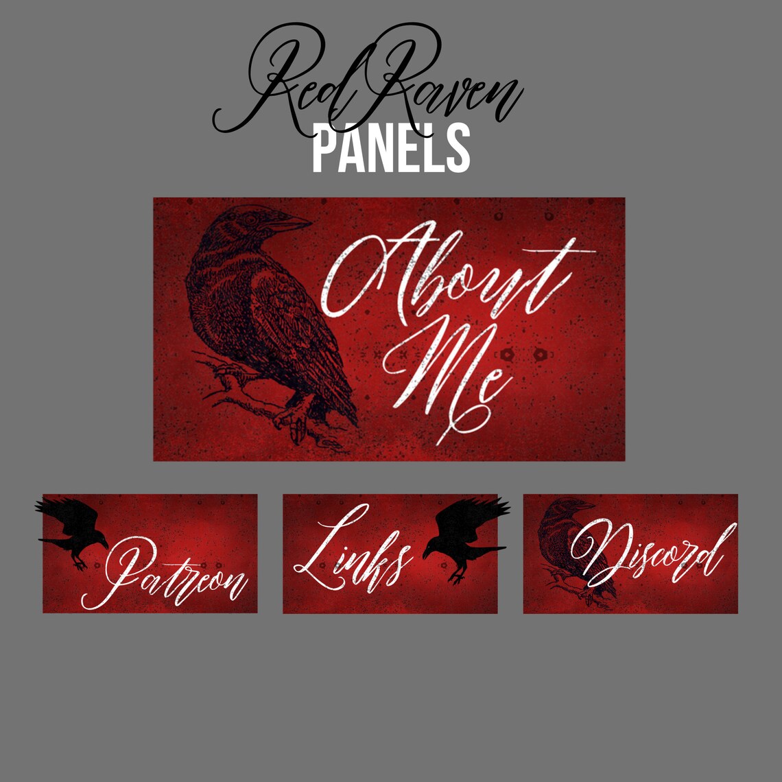 Twitch Animated Red Raven Stream Package includes, 4 Animated/static ...