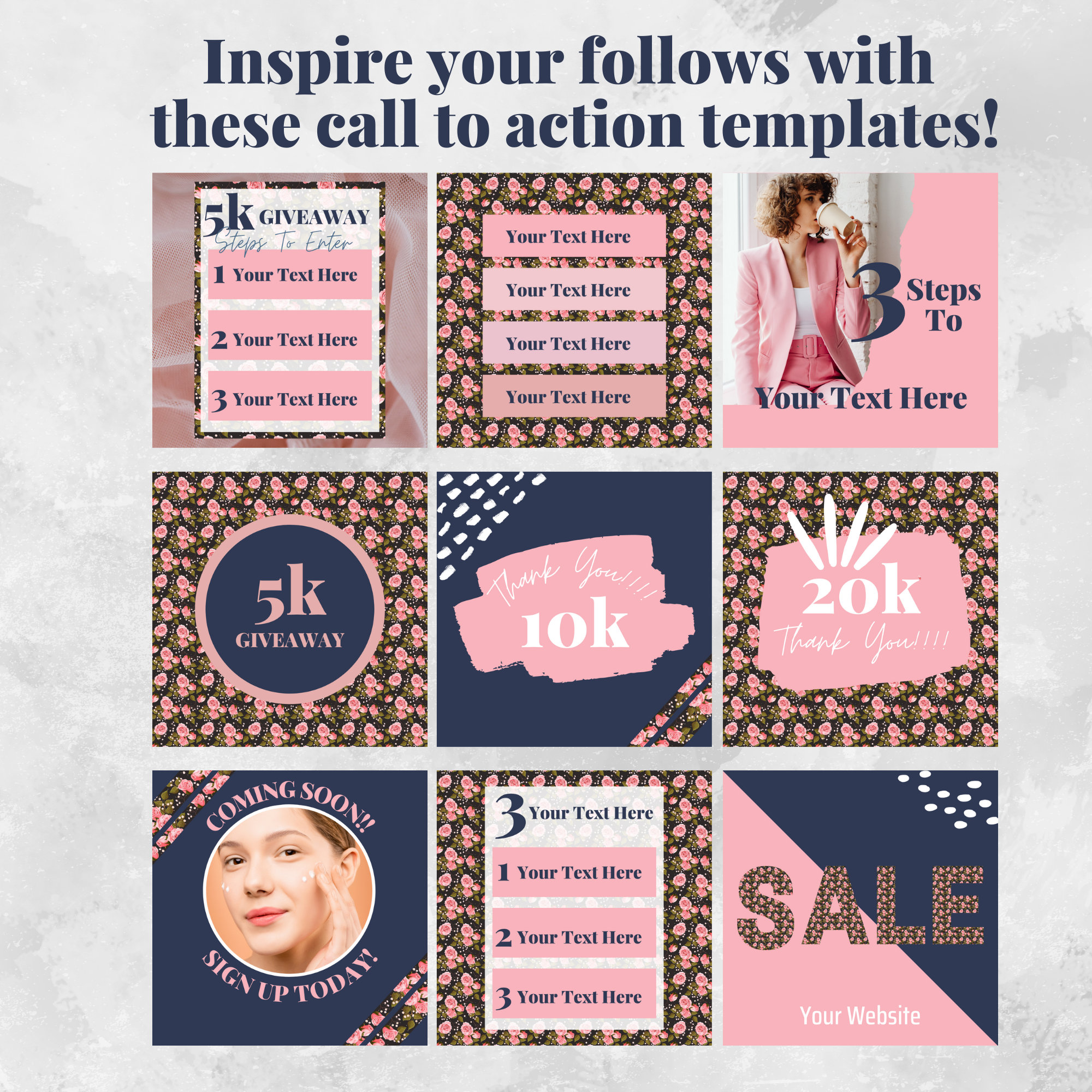 Instagram Post Template (canva) in Blushed Navy Theme - Etsy