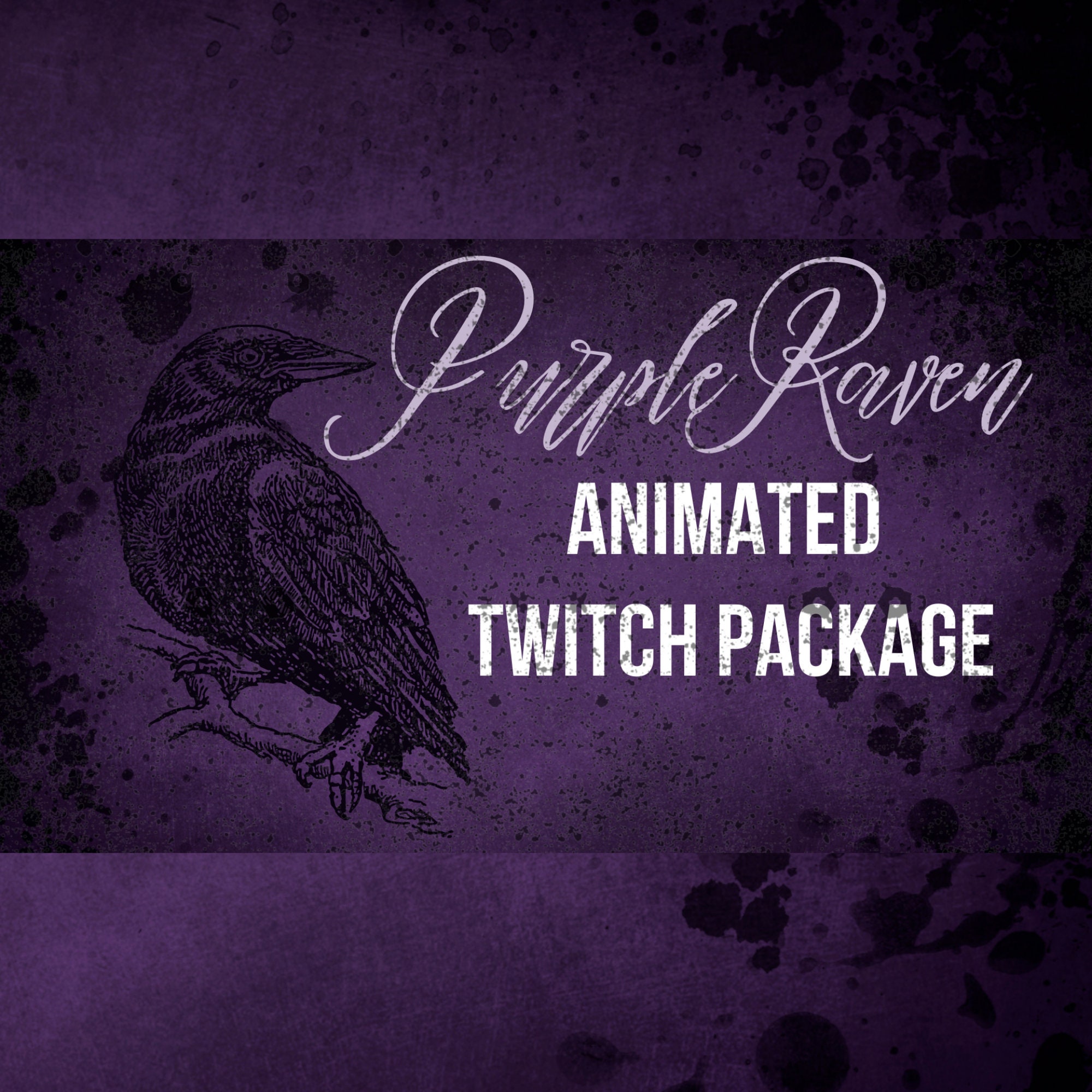 Twitch Animated Purple Raven Stream Package (includes, 4 Animated ...