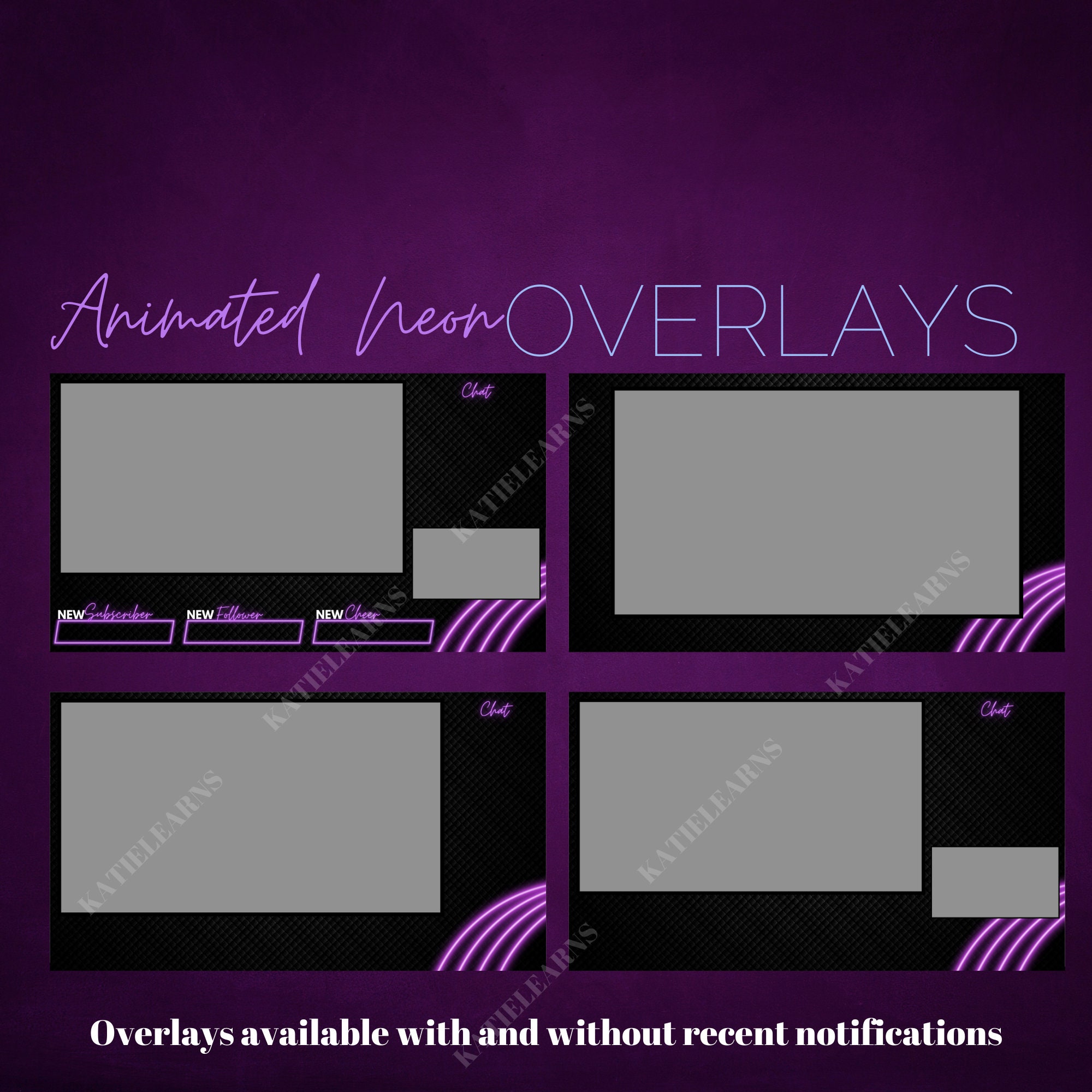 ANIMATED NEON Twitch Blue and Purple Overlay Package - Etsy