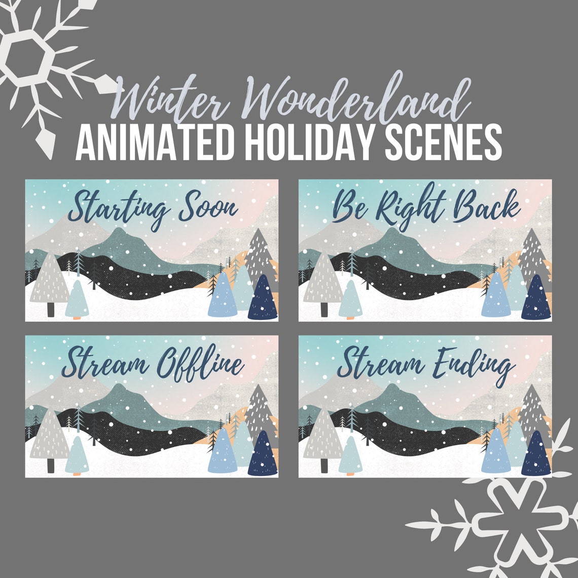 Cute Winter Wonderland Stream Package (includes, 4 Animated and Static ...