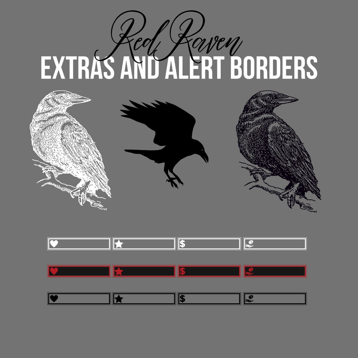 Twitch Animated Red Raven Stream Package includes, 4 Animated/static ...
