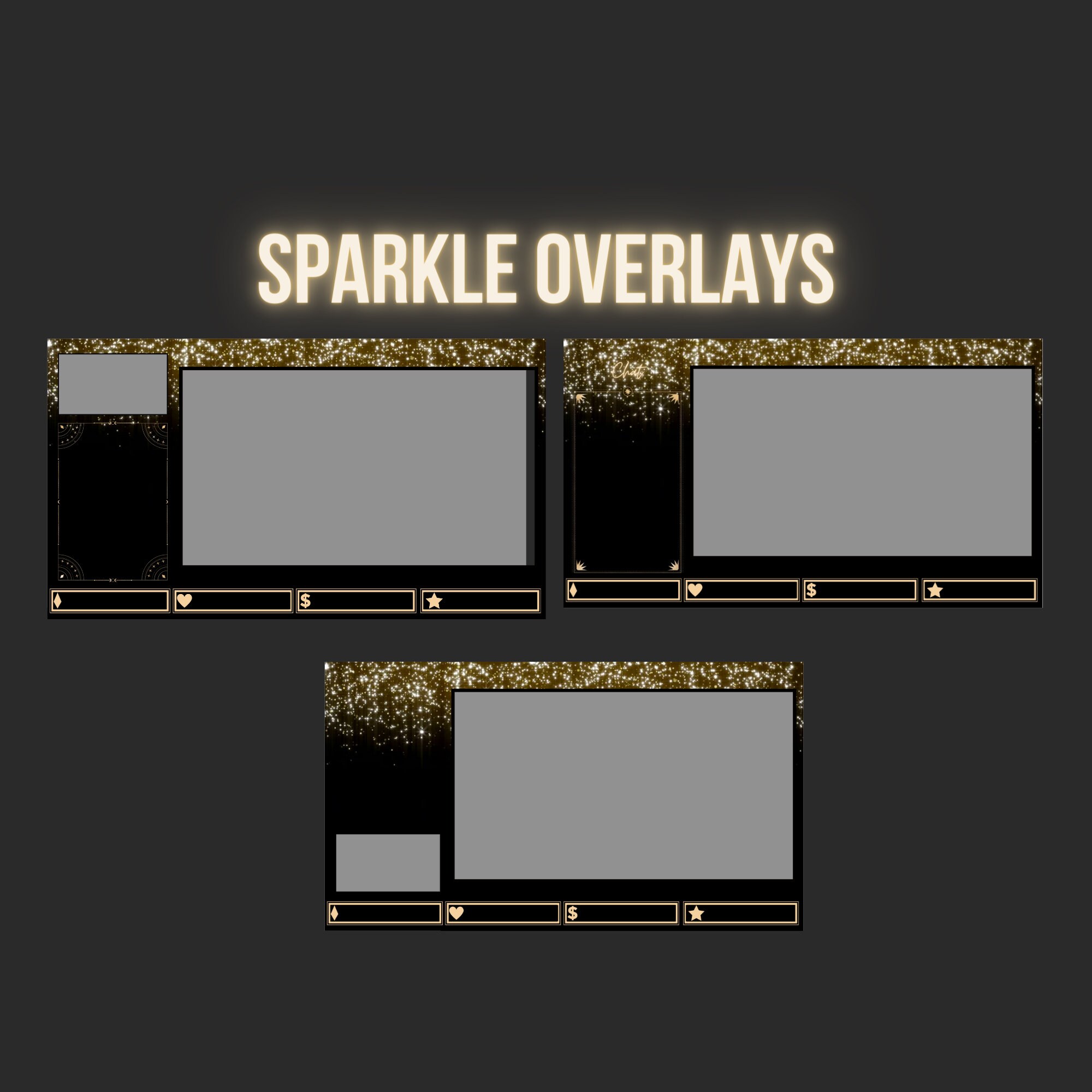 Twitch Neon Gold Sparkle Stream Package (includes, 4 Animated and ...