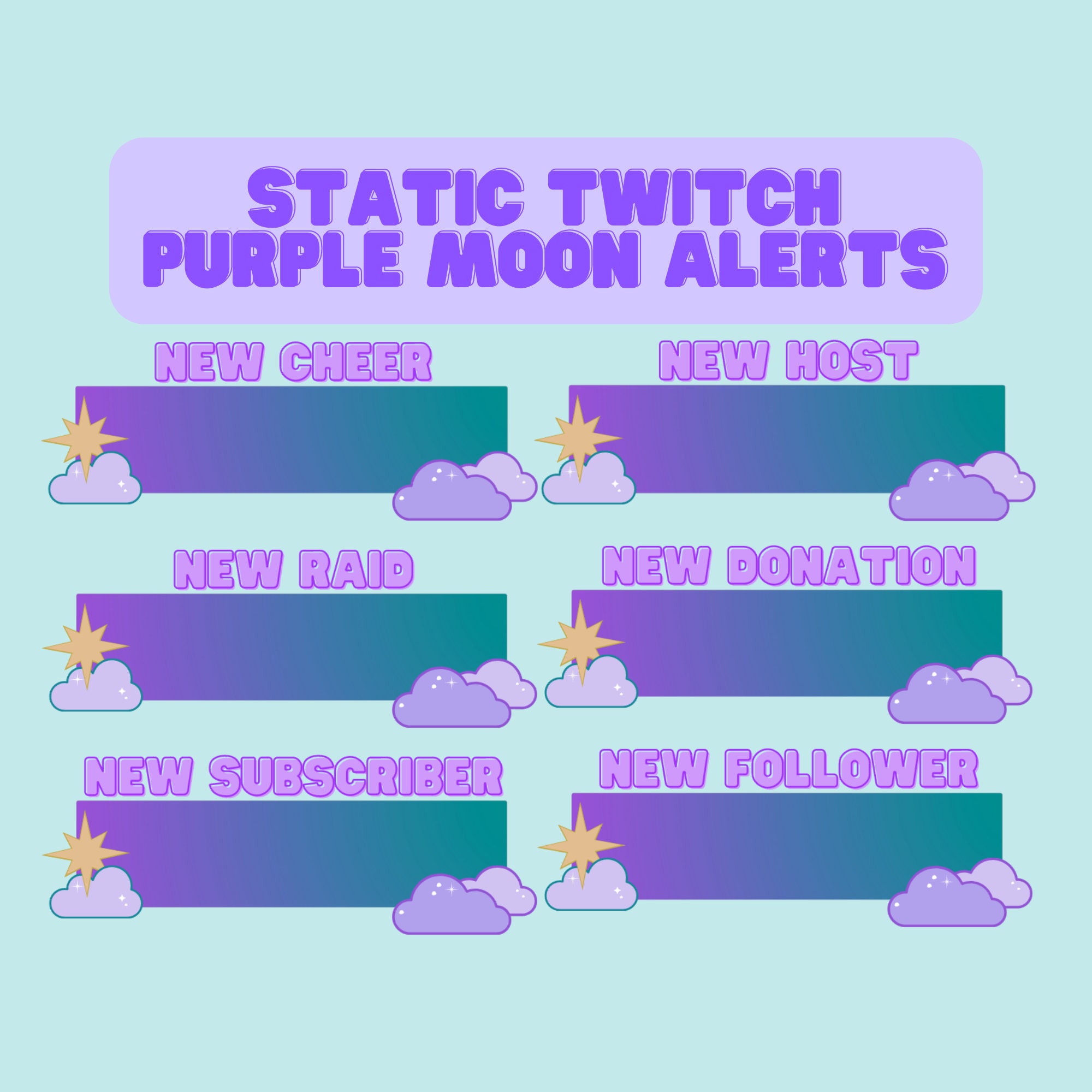 Cute Cloud Twitch Package Including 4 Scenes, 20 Panels, 3 Overlays, 6 ...