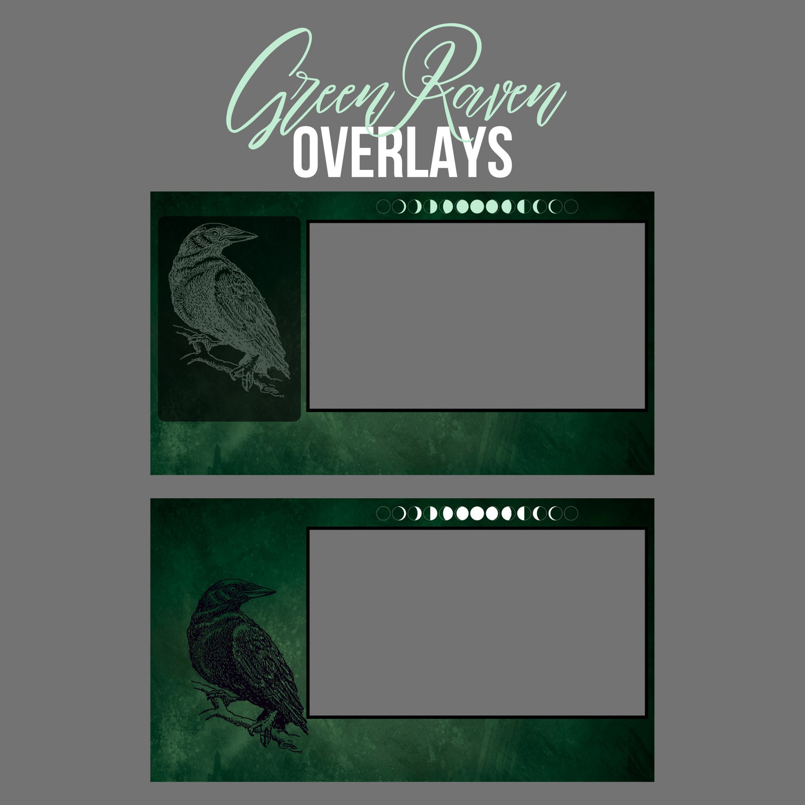 Twitch Animated Green Raven Stream Package (includes, 4 Animated/static ...