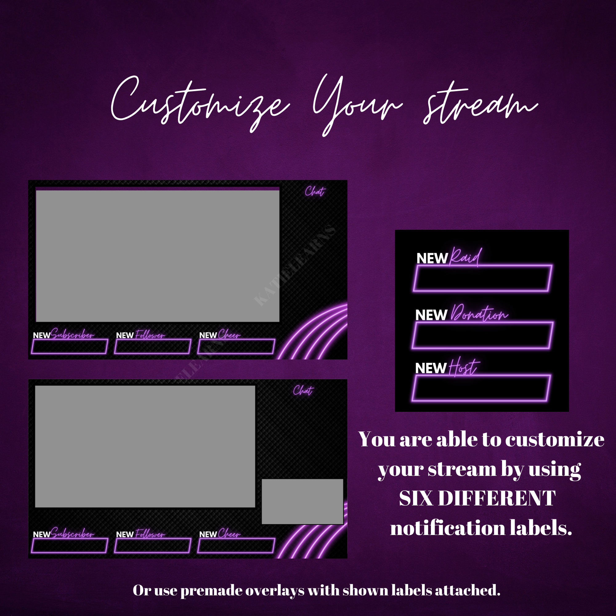 ANIMATED NEON Twitch Blue and Purple Overlay Package - Etsy