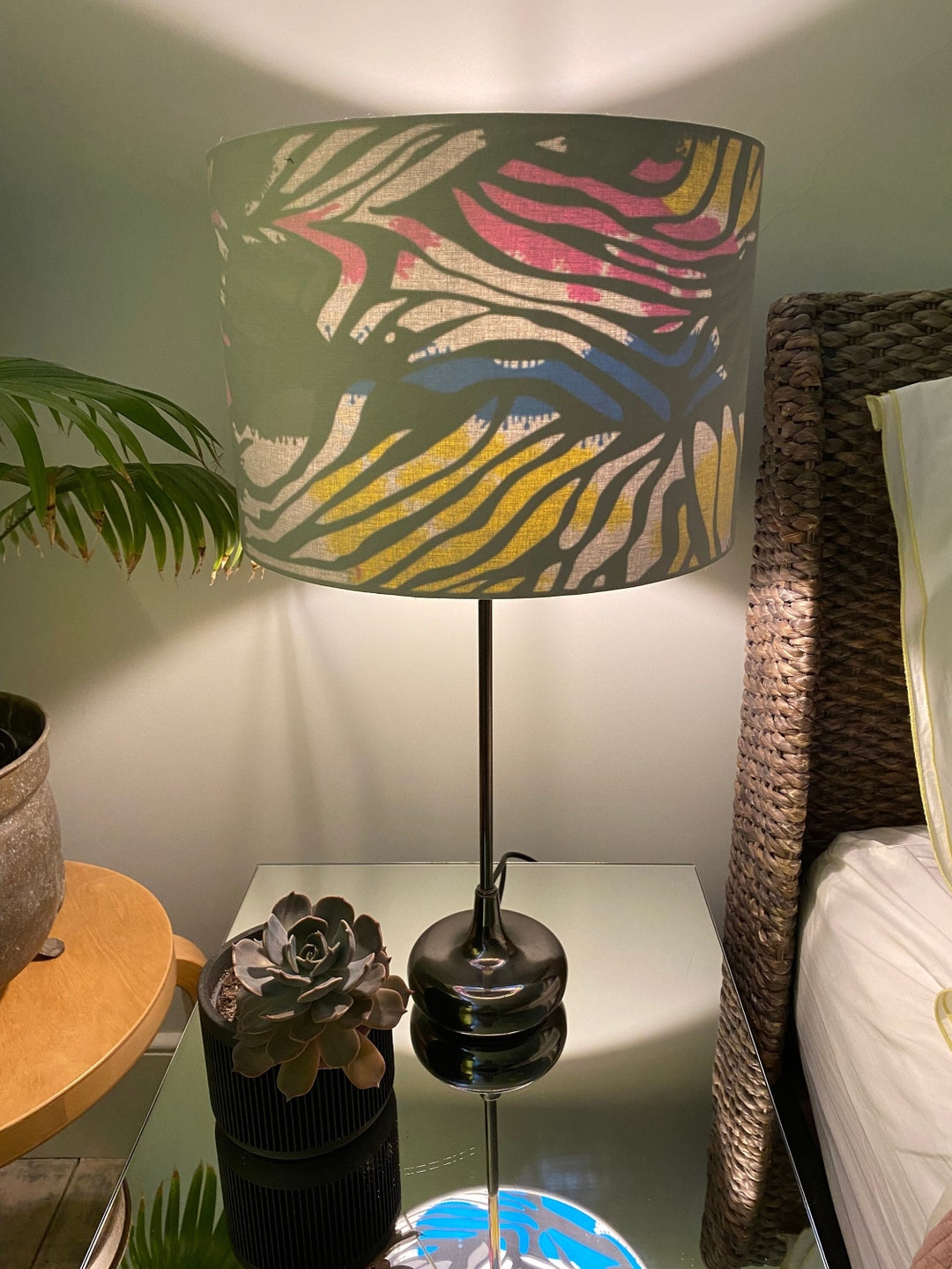 Double-sided 'neon Zebra' Lampshade - 30cm Diameter With Plain Light ...