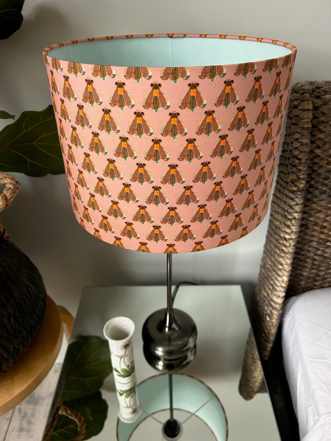 Double-sided Moth Patterned British Cotton Lampshade - 30cm Diameter ...