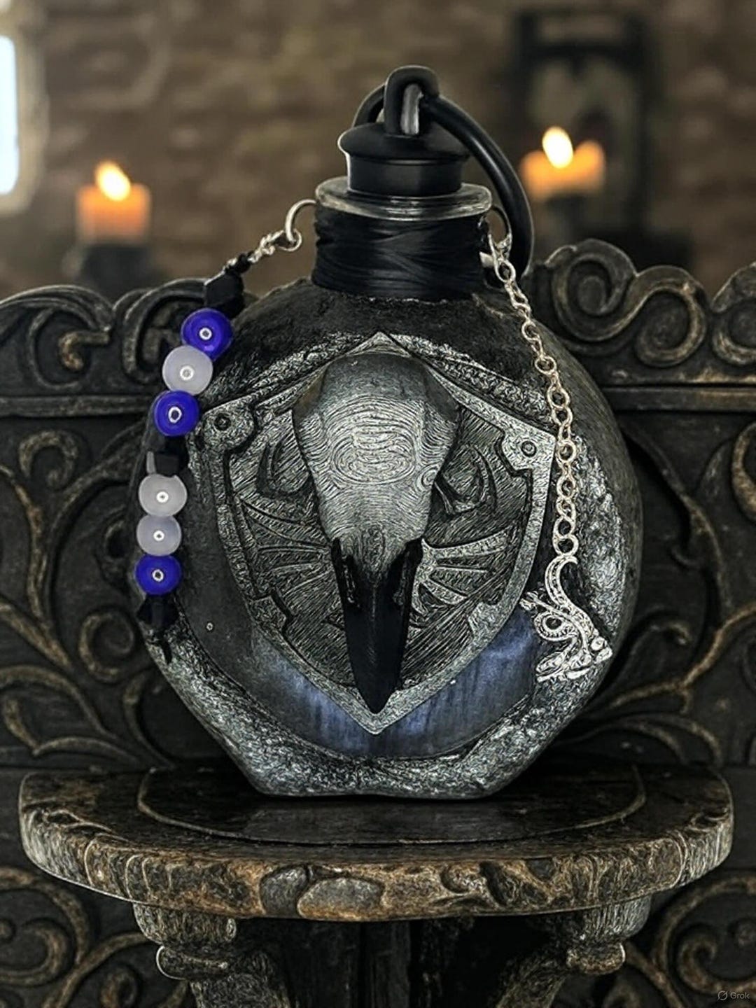 Raven Shield Flask, Fantasy Viking Whiskey Flask, Beltloop Holster - Etsy