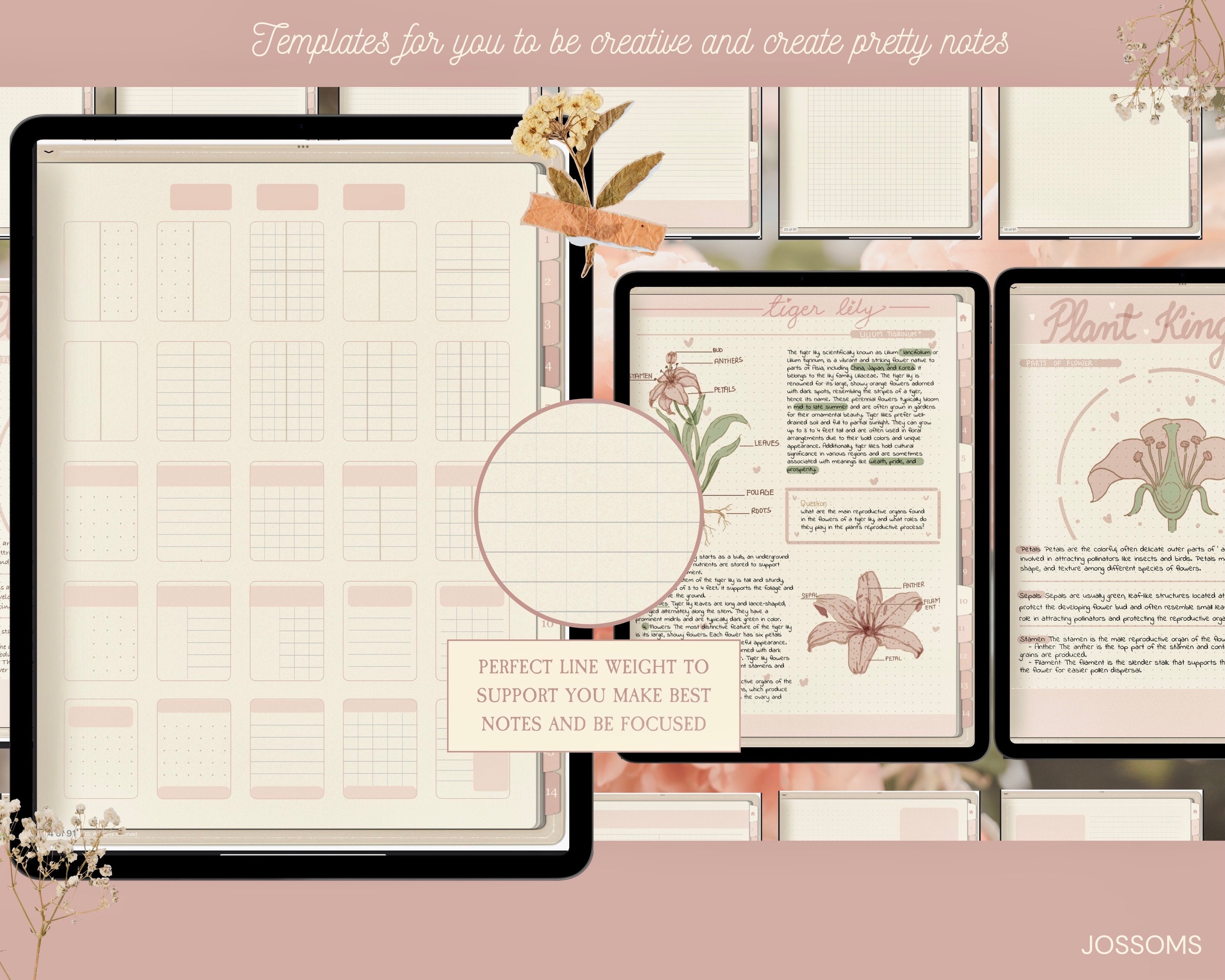 Aesthetic Soft Pink Digital Notebook for Note Taking on Ipad, Android ...