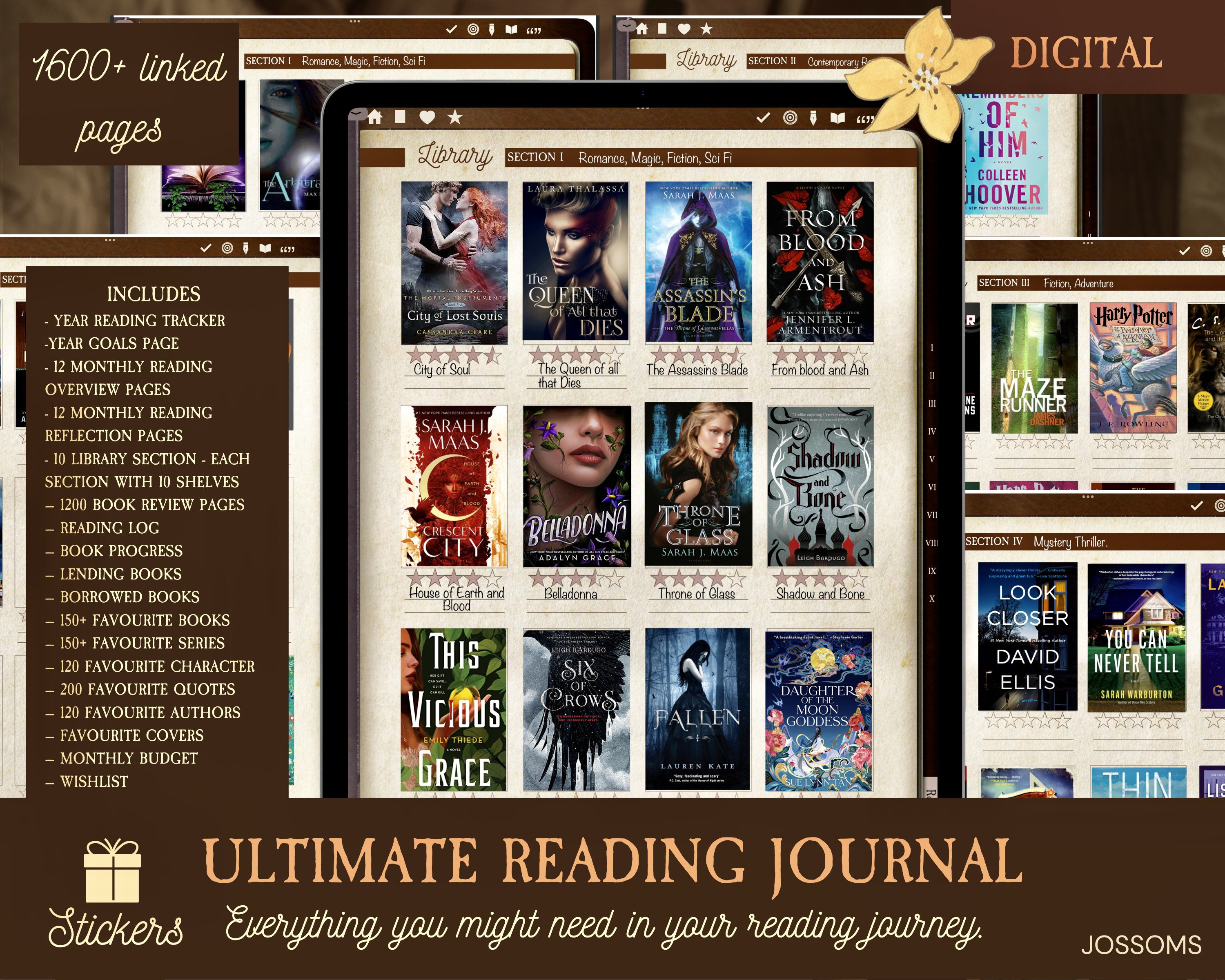 Digital Reading Journal for Book Lovers Digital Book Journal - Etsy