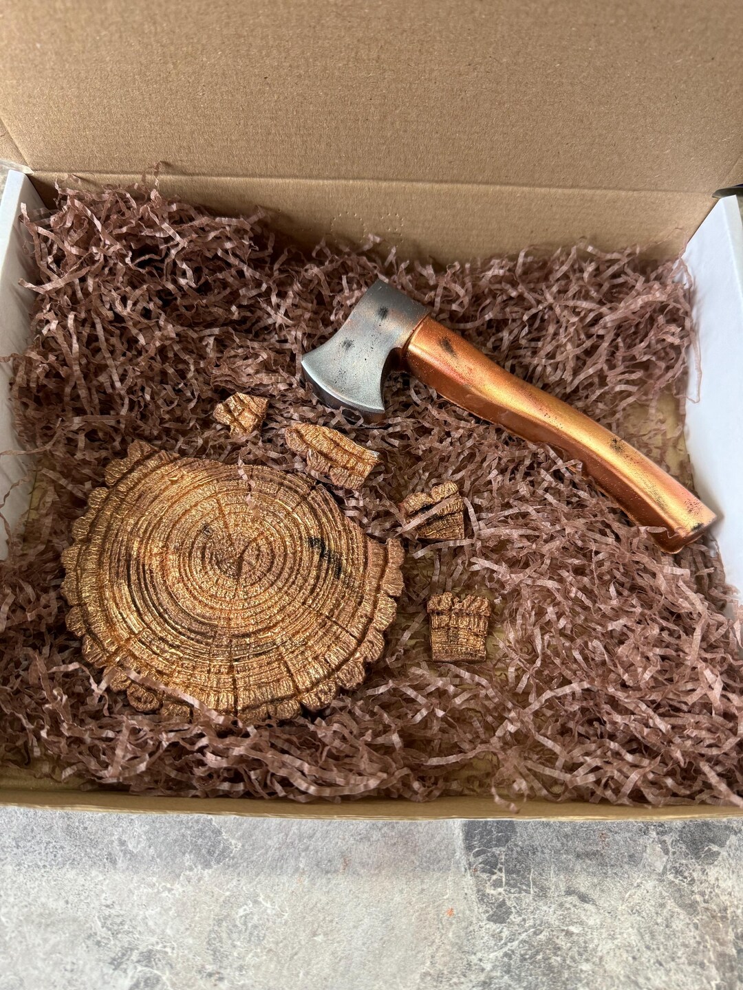 Handmade Belgian Chocolate Axe and Log Gift Set or Cake Topper - Etsy
