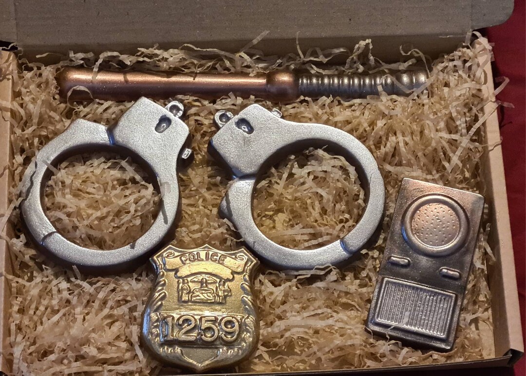 Handmade Belgian Chocolate Police Set Cake Toppers Include Handcuffs ...