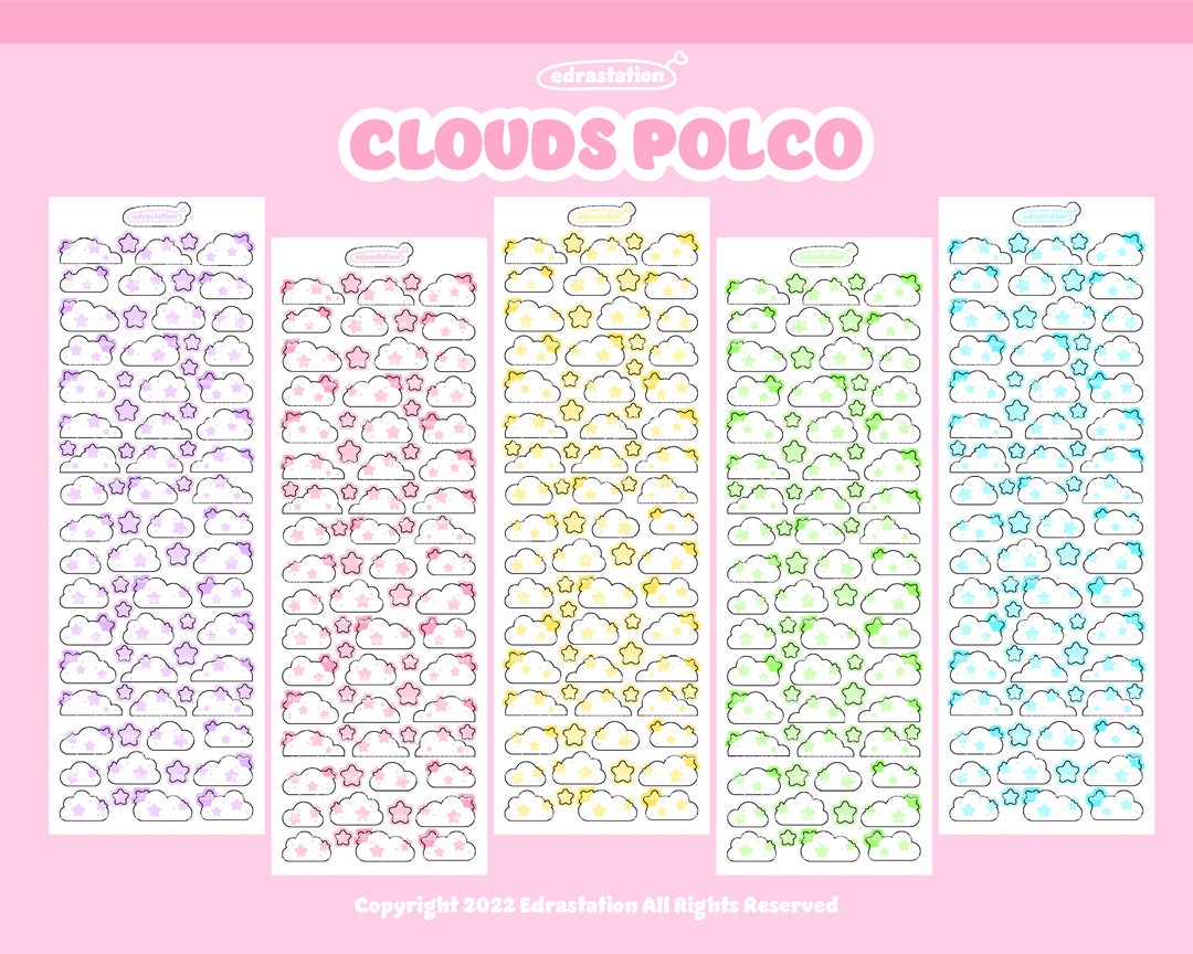 Clouds Polco Sticker Sheet Cute Stickers Toploader Sticker Sheet Polco ...