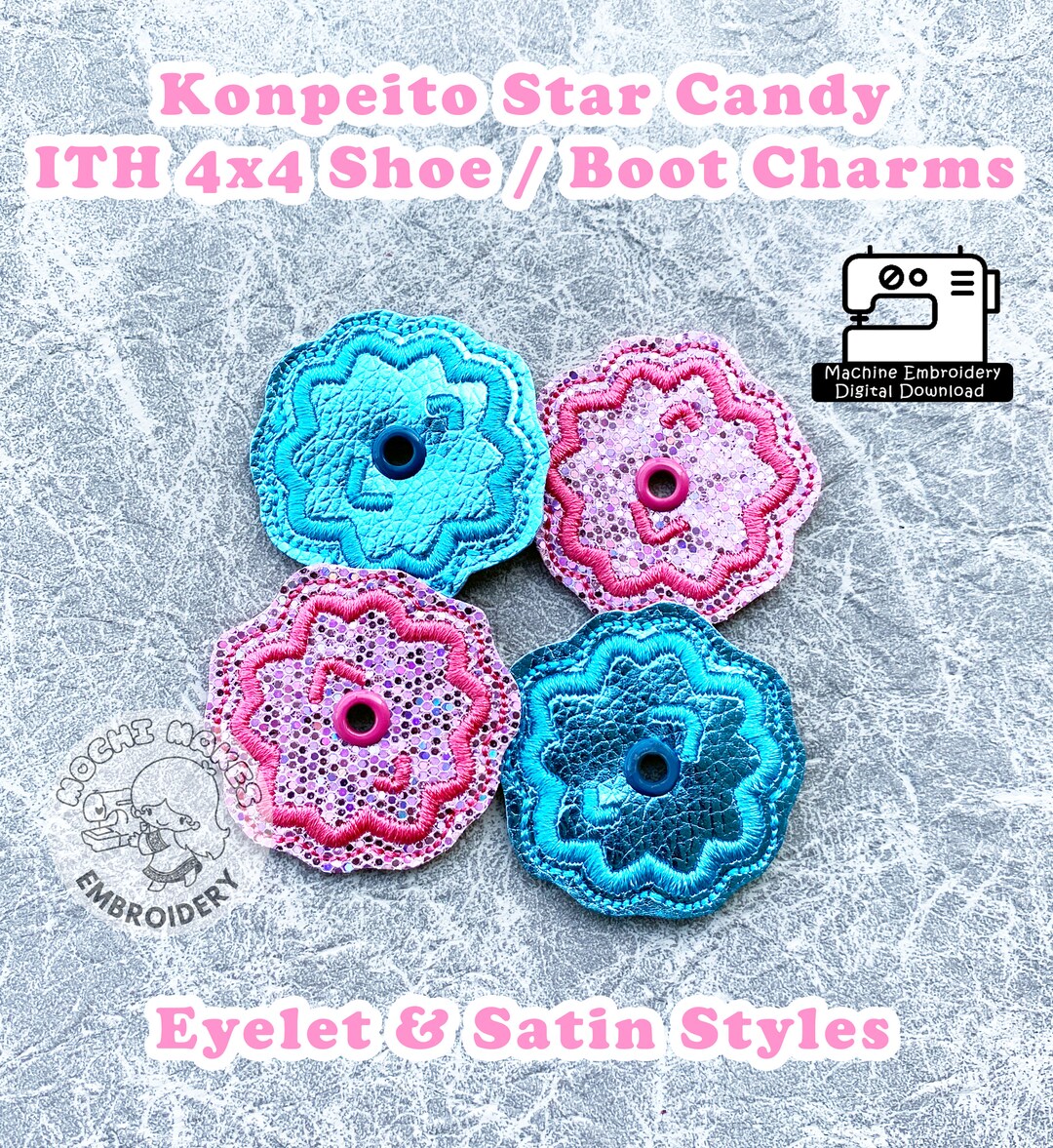 Konpeito Star Candy Shoe Boot Charms Lace Decorations ITH in the Hoop ...
