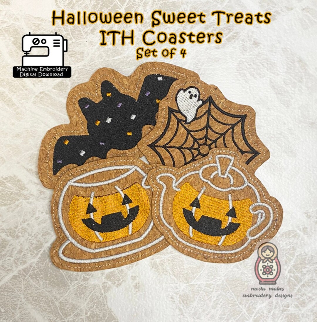 Halloween Spooky Tea Sweet Treats Candy Set ITH Coasters 4x4 Machine ...